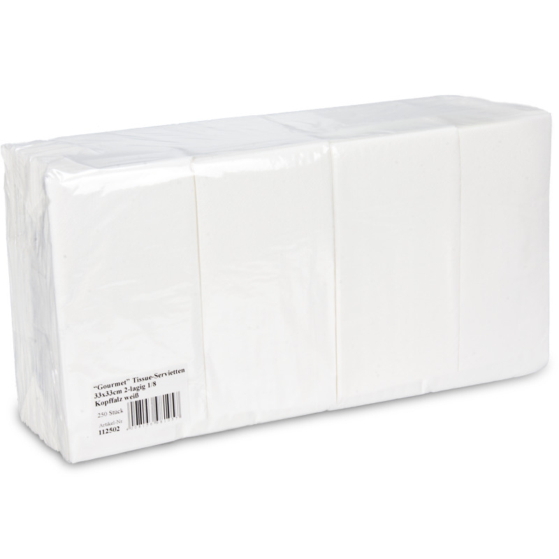 Tissue-servetten GOURMET, 33x33 1/8 vouw, 2-laags, kopvouw ...