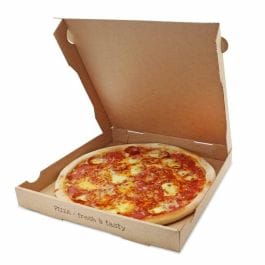 Pizzakarton "Fresh & Tasty" aus Kraftpapier, braun - 32x32x4cm